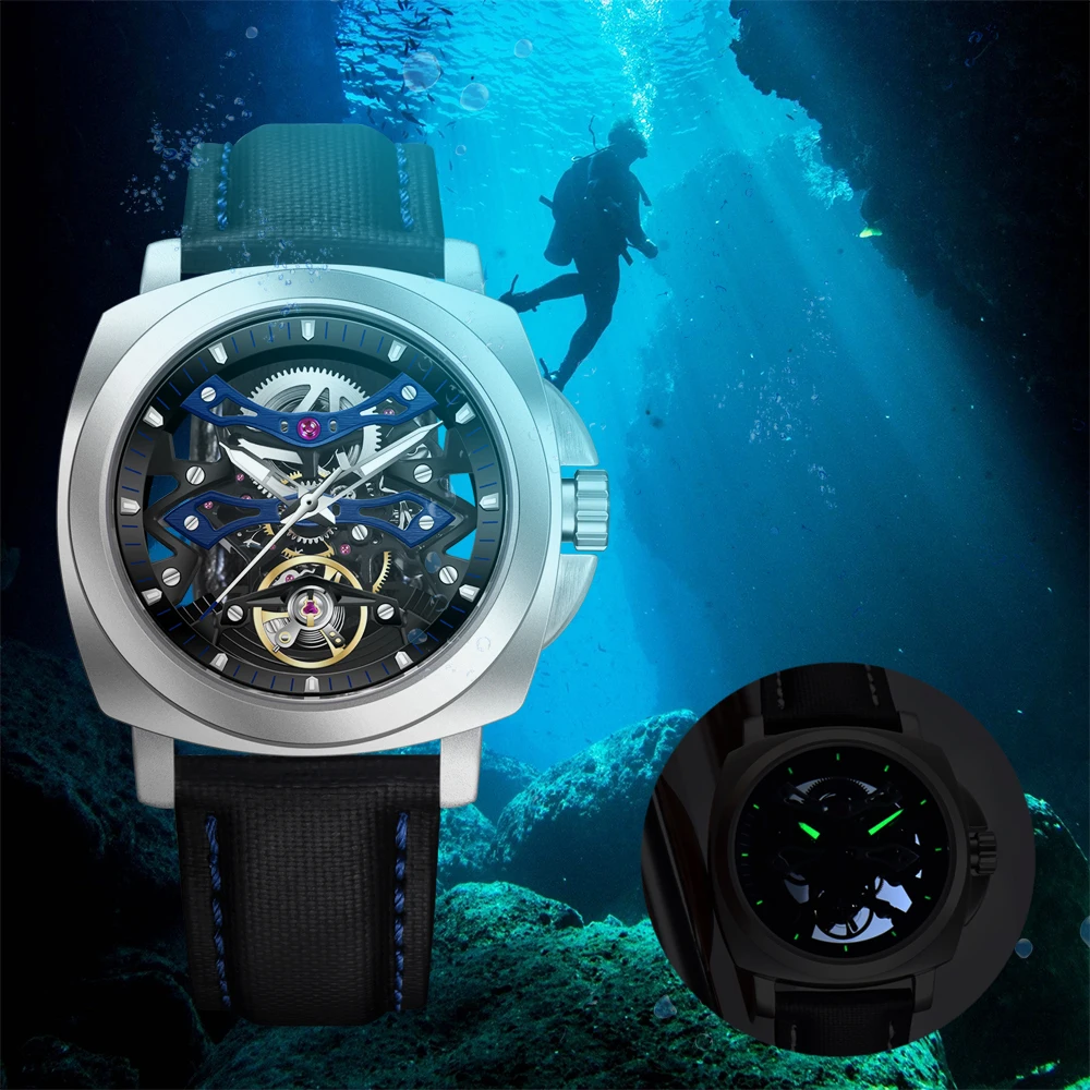 PAGANI DESIGN 10Bar Diver Watch For Men Mechanical square Dial Original ...