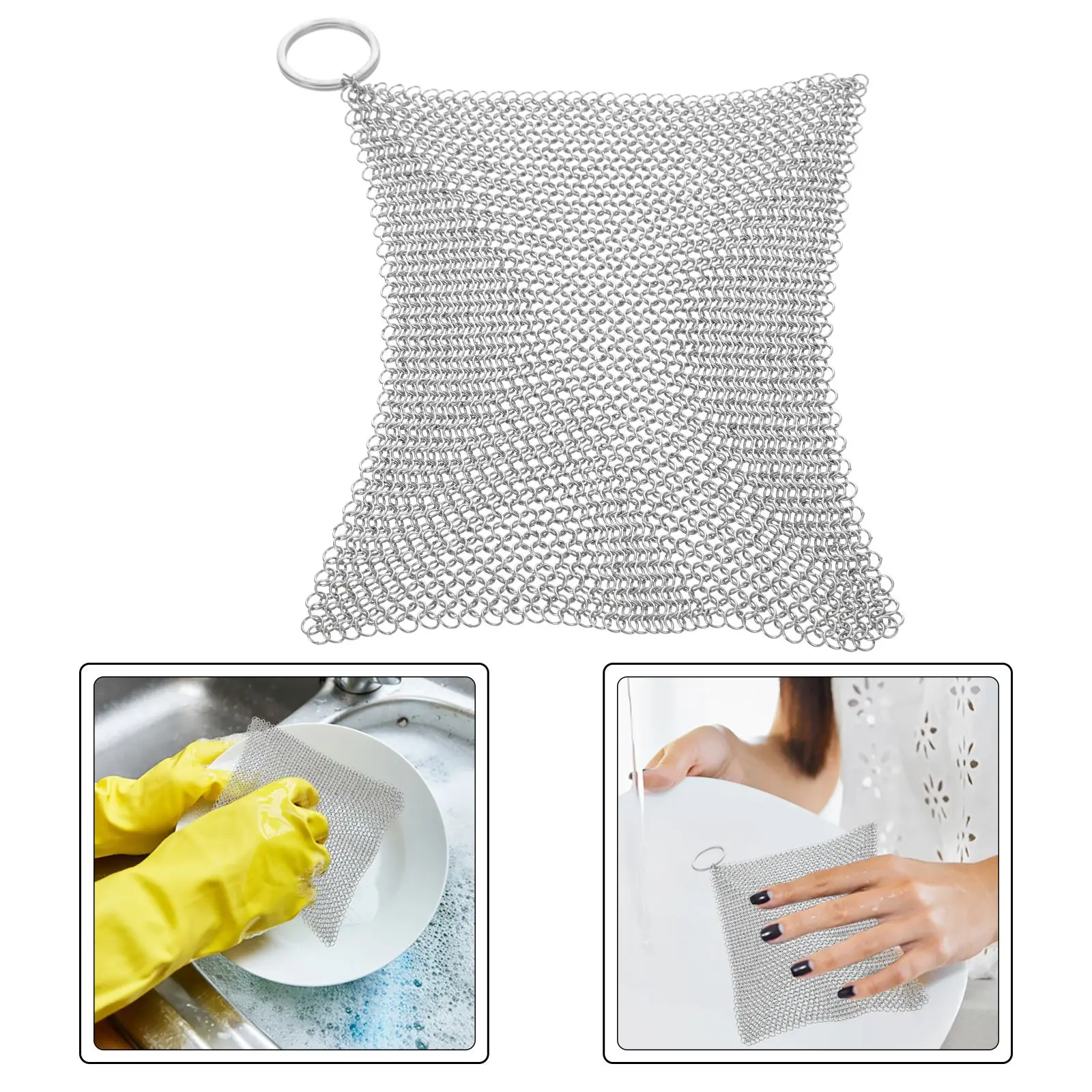 Cast-Iron-Cleaner-Wire-Mesh-Stainless-Steel-Scrubber-Pans-Grill-Scraper ...