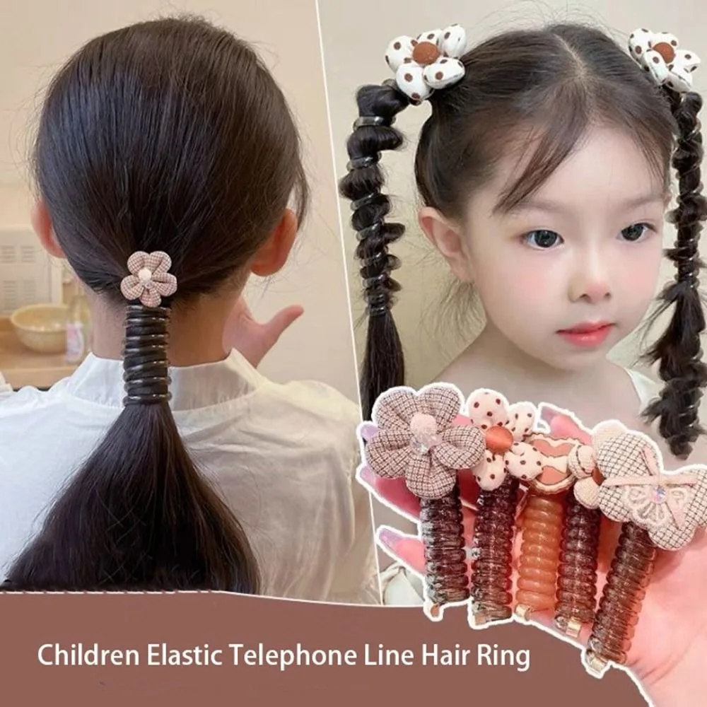 1Pcs-Korean-Children-Elastic-Telephone-Line-Hair-Ring-Bow-Flower-Hair ...