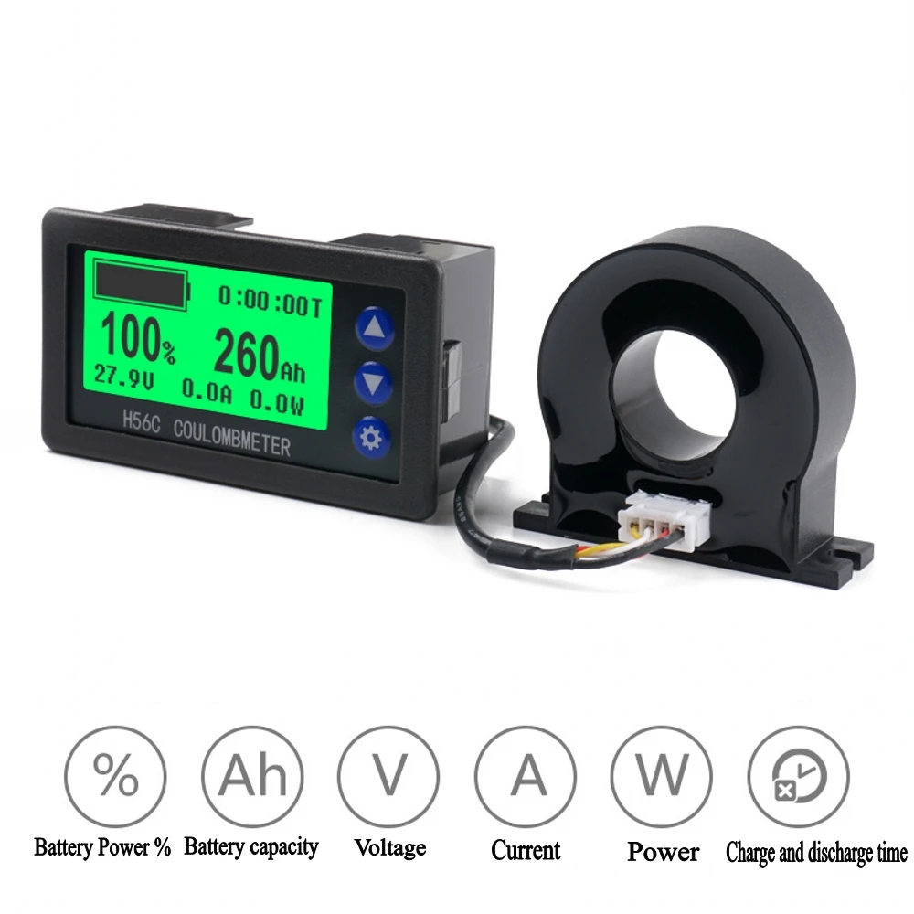 Battery Monitor Hall Coulomb Tester Dc 9~100v 100a ~400a Digital ...