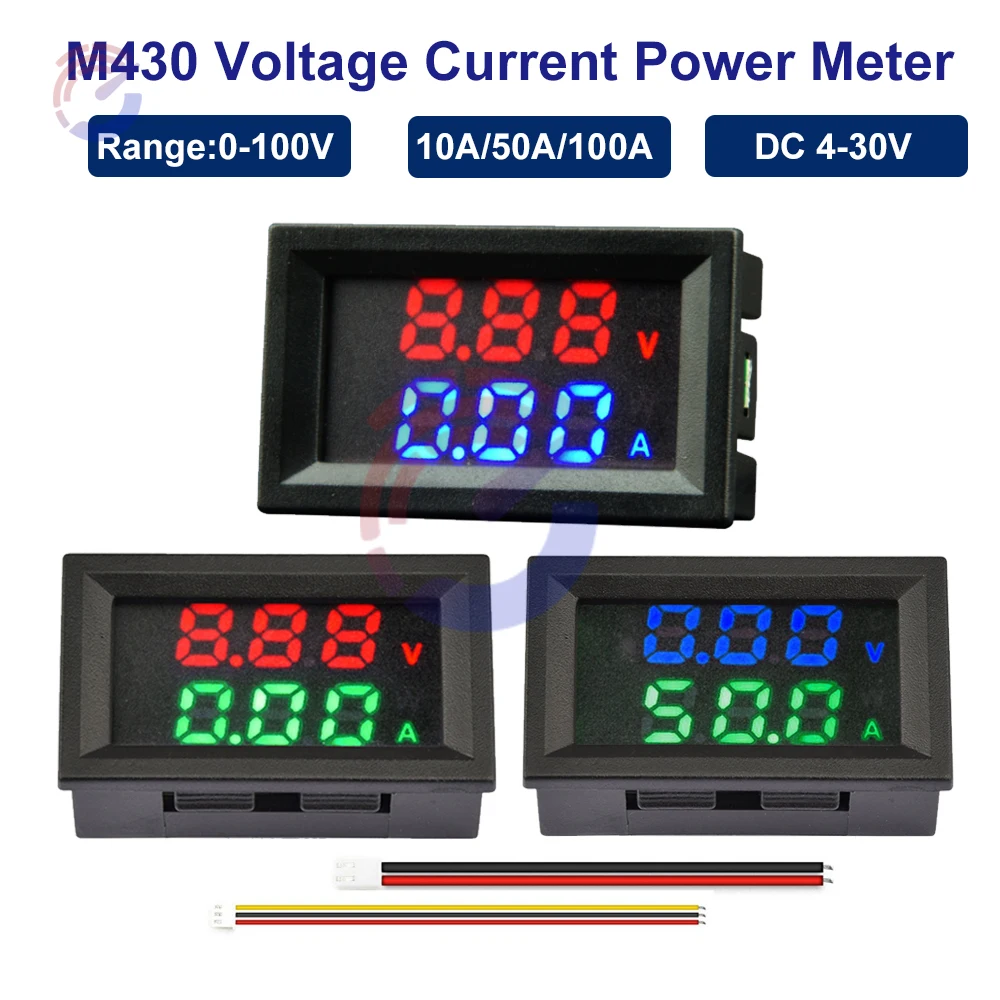 M430 Digital Voltmeter Ammeter Power Meter 100V 10A/50A/100A Amp ...