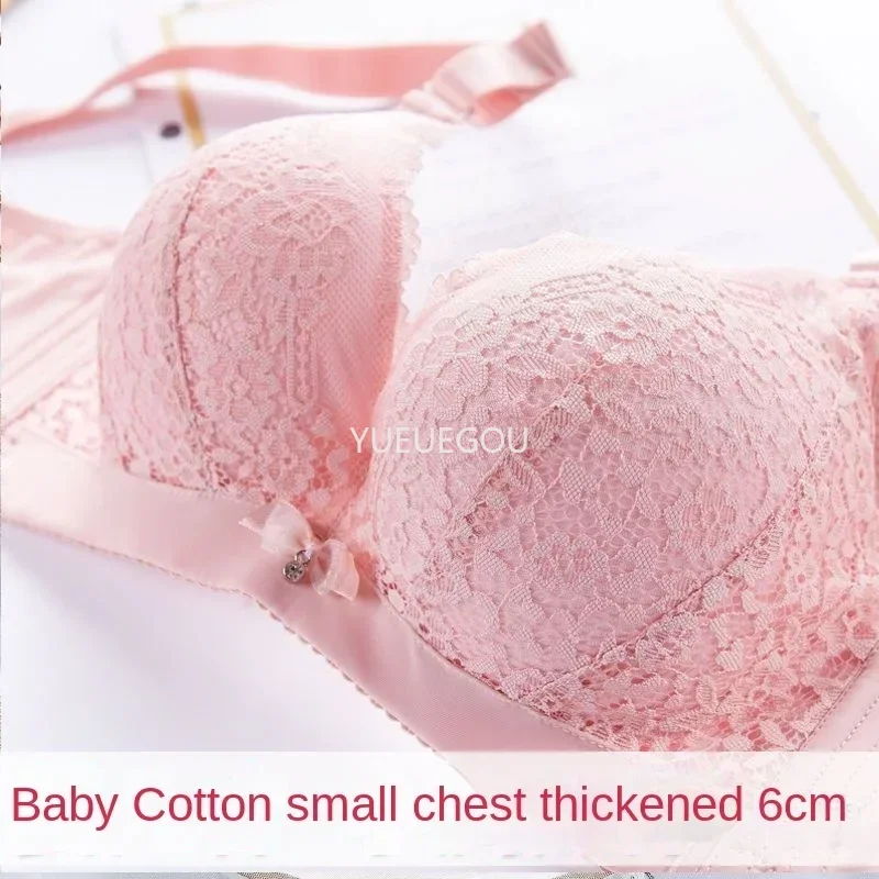 6cm Push Up Bra for Small Chest Thickened Gathered Padded Bra No Wire ...