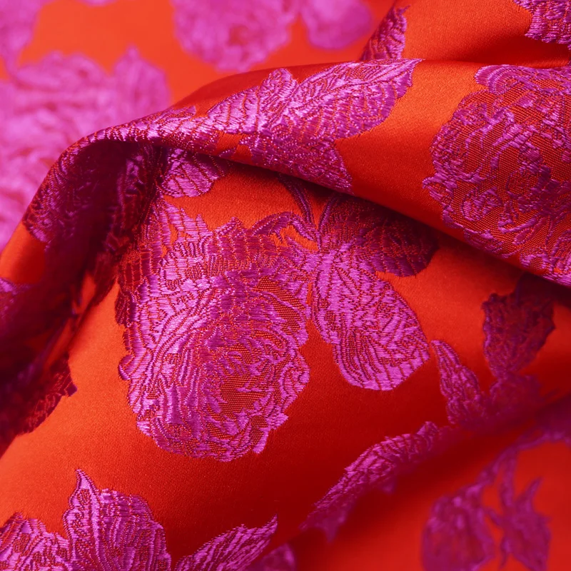 Tecido-Jacquard-Brocado-para-Costura-Rosa-Vermelha-Tecido-Africano-para ...