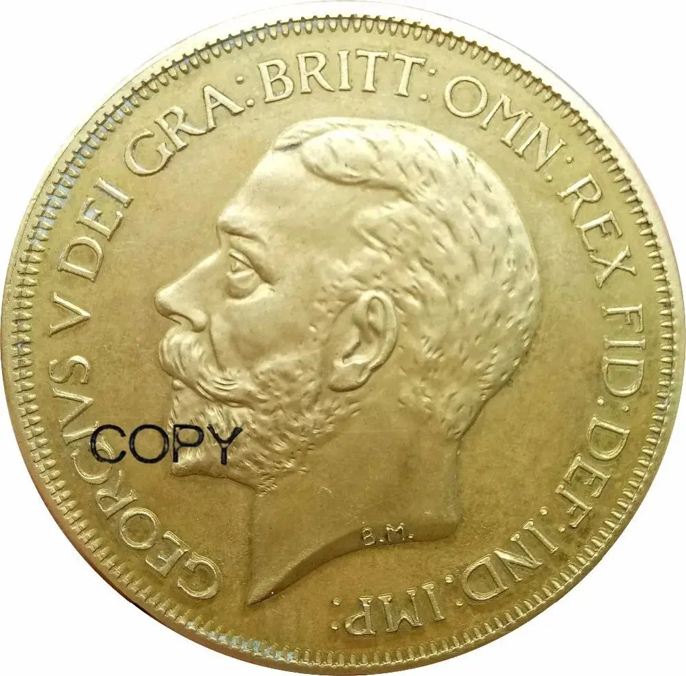 United-kingdom-1911-Five-5-Pounds-George-V-Coronation-Gold-Coin-Brass ...