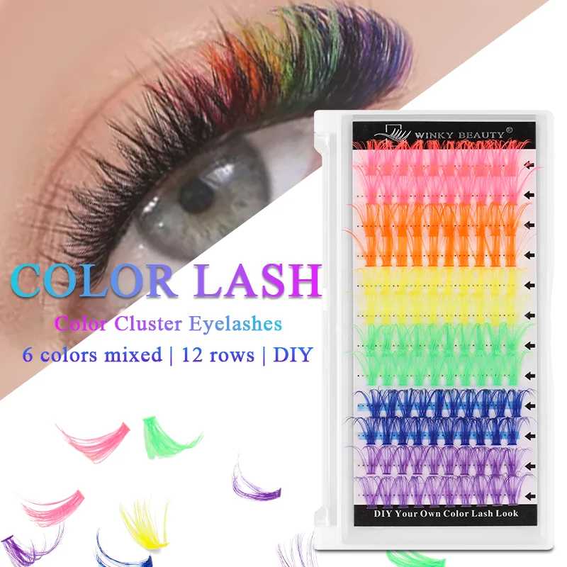 winky-beauty-120pcs-Colored-DIY-Cluster-Lashes-Russian-Volume-fluffy-D ...
