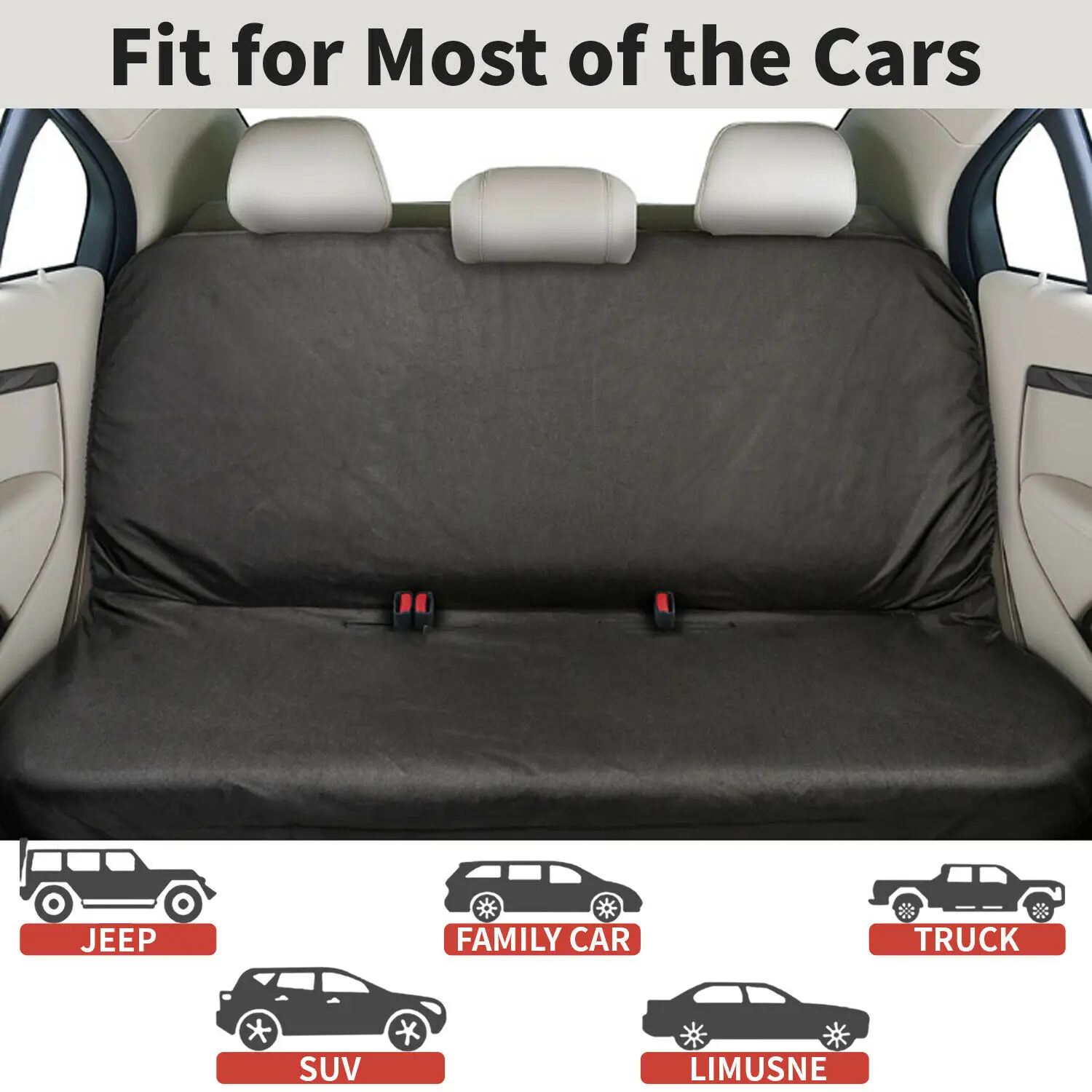 Heavy-Duty-Waterproof-Car-Rear-Back-Seat-Cover-Black-Pet-Dog-Protector ...