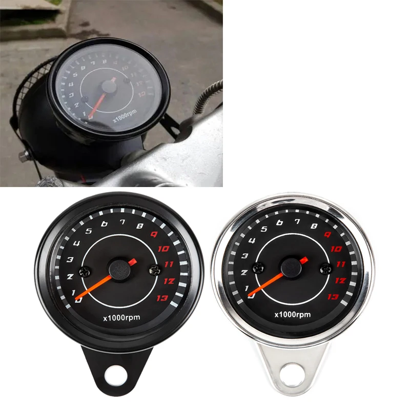Motorcycle-Tachometer-LED-Backlight-Gauge-DC-12V-Universal-Electronic ...