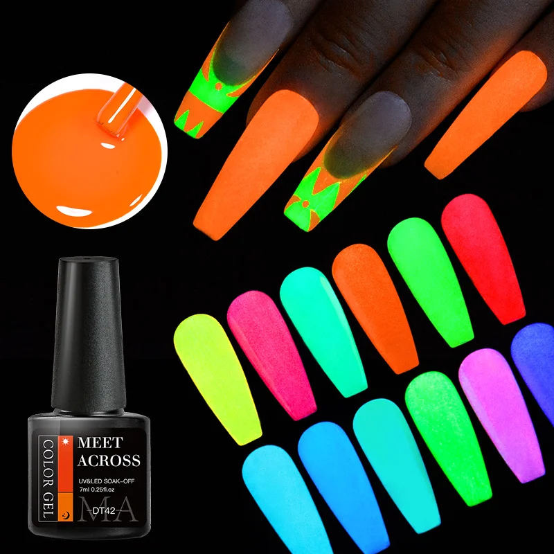 MEET-ACROSS-7ml-Fluorescent-Glow-In-Dark-Gel-Nail-Polish-Neon-Luminous ...