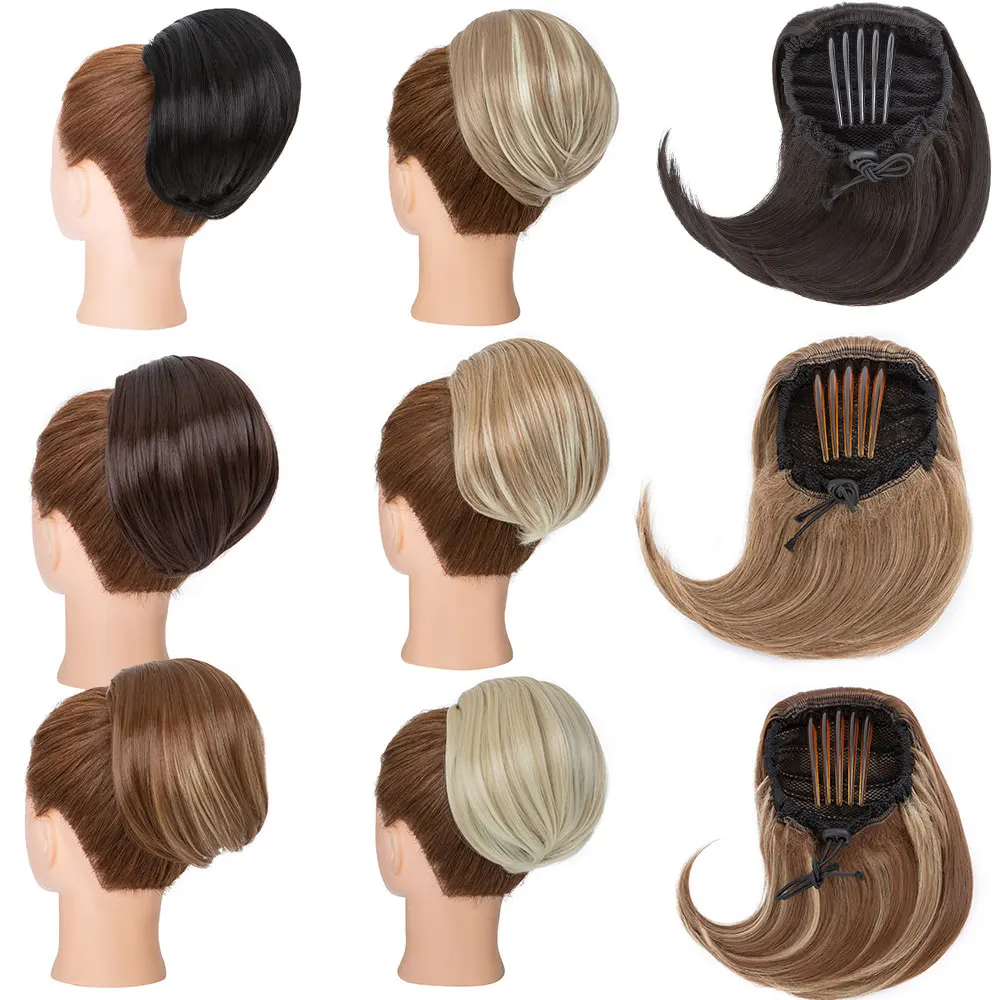 Hair Bun Hairpiece Fully Short Ponytail Chignon with Comb Clip Updo ...