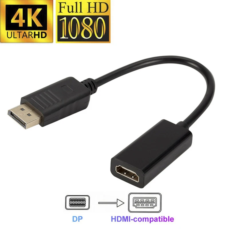 1080P-DP-to-HDMI-compatible-Cable-Adapter-Male-To-Female-For-Laptop-PC ...
