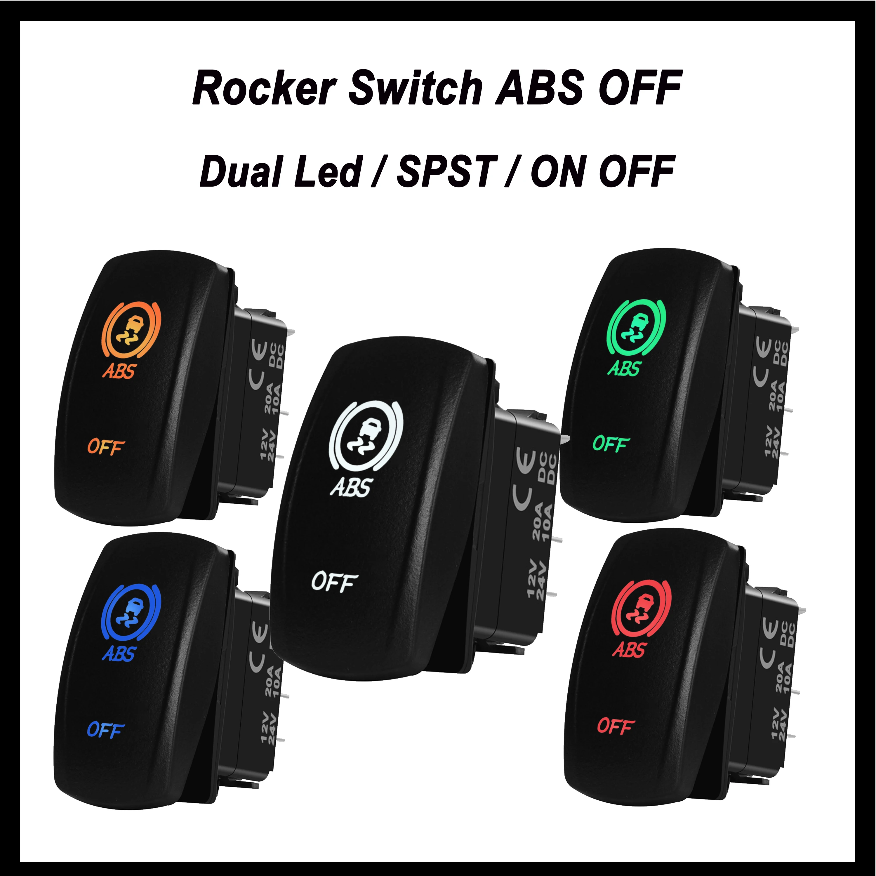 12V Dual Led Rocker Switch ABS OFF 5 Pin SPST ON OFF Waterproof ...