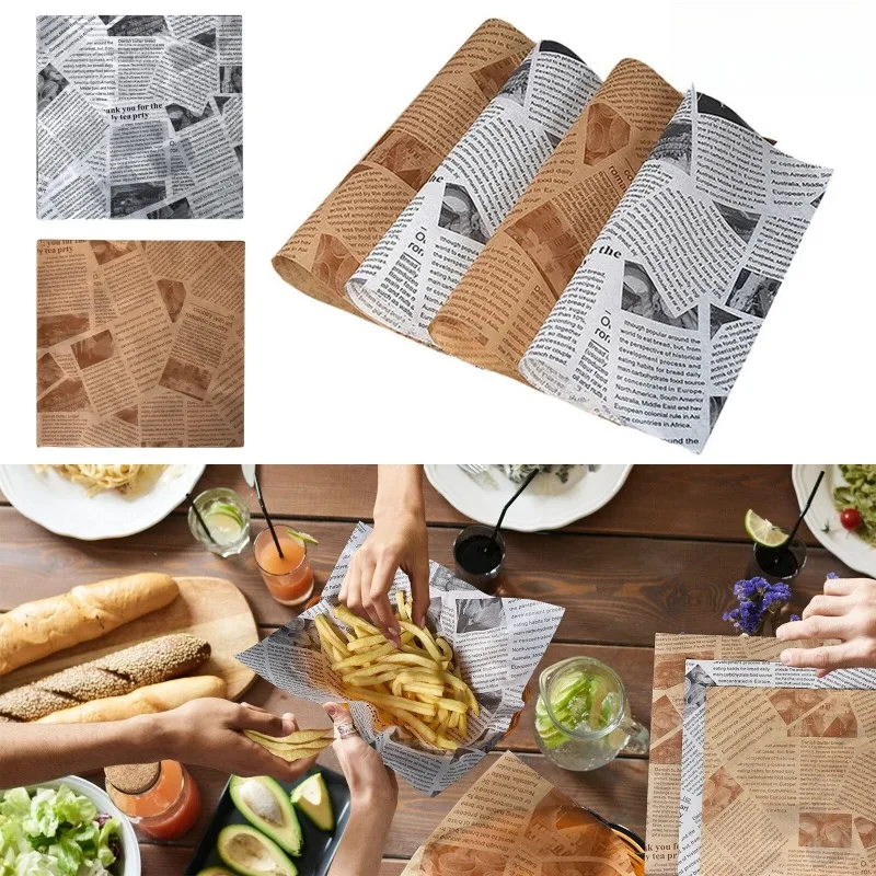 50Pcs Oil-Proof Food Wrapping Paper Sheets for Sandwiches Burgers Fries ...