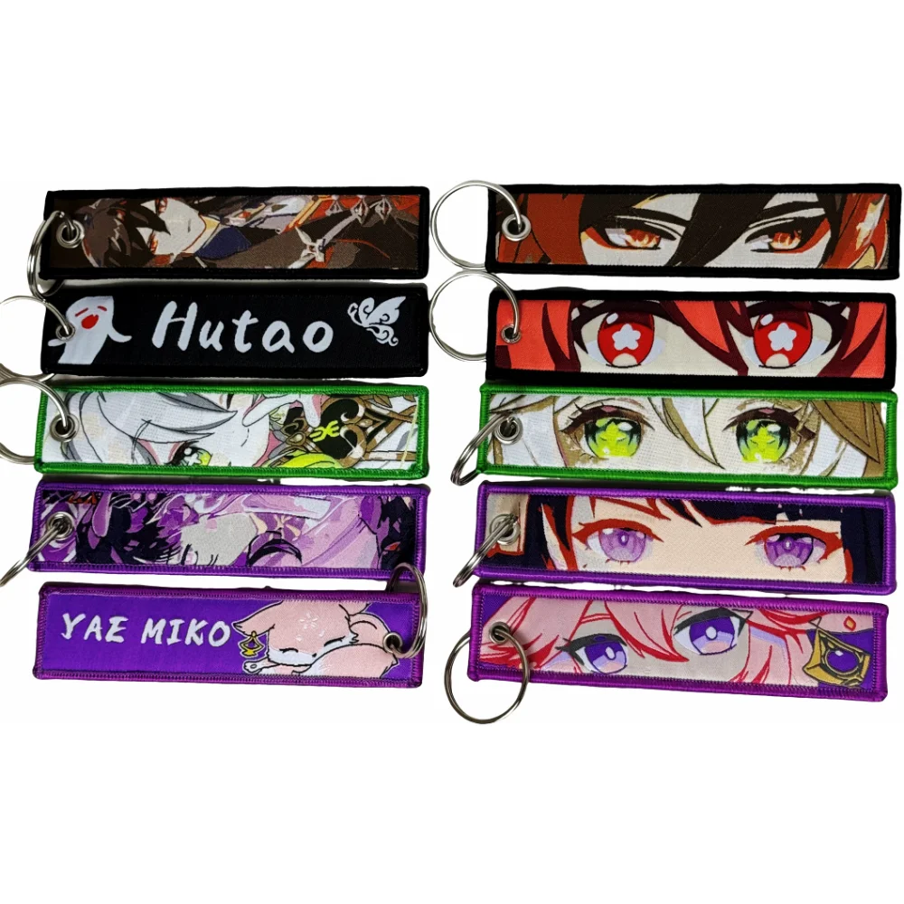 Cool-Anime-Embroidered-Keys-Tag-Keychains-for-Women-Keyring-Japanese ...