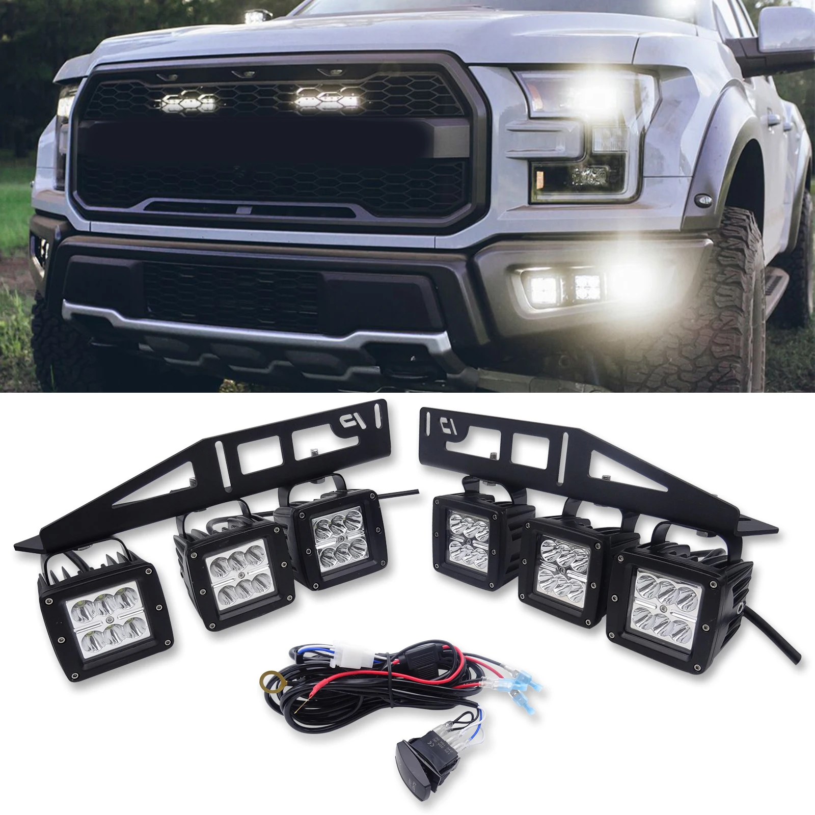 Car-Work-Lights-For-Ford-Raptor-2017-2022-6x-18W-Fog-Lights-Fit-Cars ...