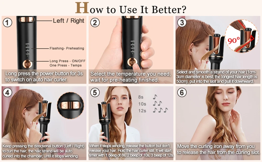 Rose Typ Automatische Haar Curler Infrarot LCD Lockenwickler Rollen ...