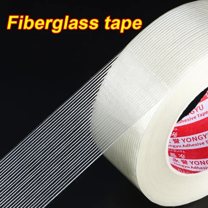 10mm-100mm 50M Strong Glass Fiber tape Transparent Striped Single Side ...