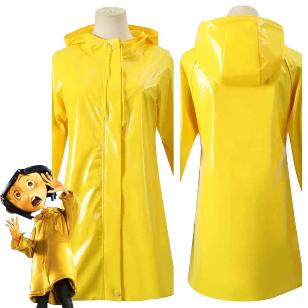 Coraline-Cosplay-Costume-Yellow-Coat-Jacket-Headband-Disguise-Outfits ...