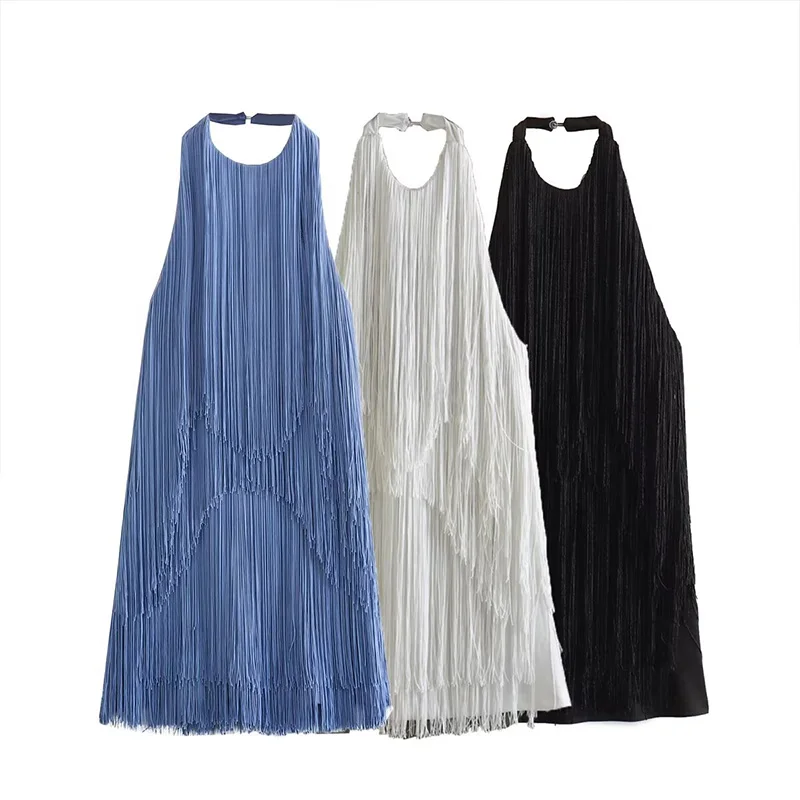 Summer-Elegant-Women-s-Backless-Hanging-Neck-Neck-Tassel-Mini-Dress ...