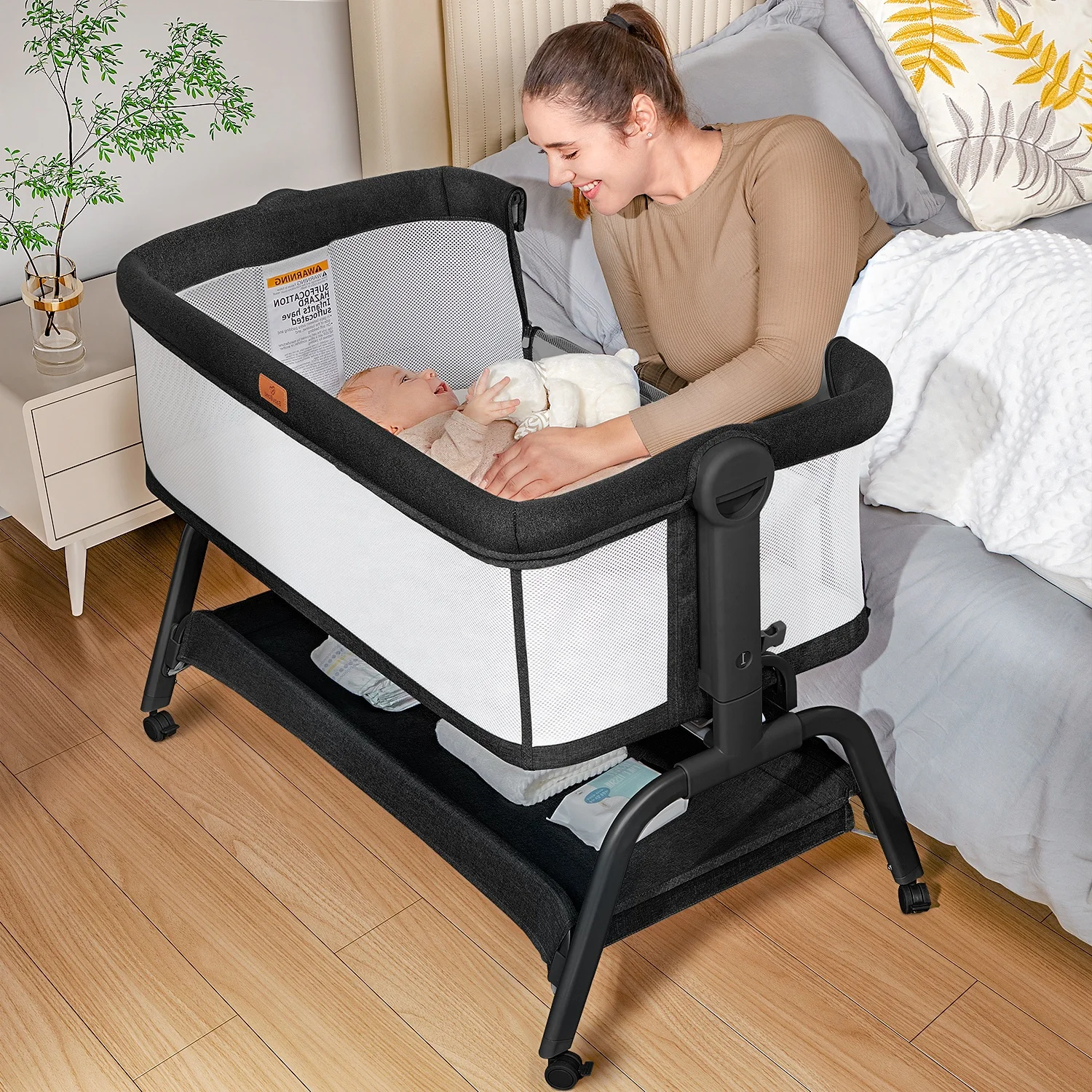 Baby-Bed-Multifunctional-luxury-high-quality-crib-bed-Sliding-wheel ...