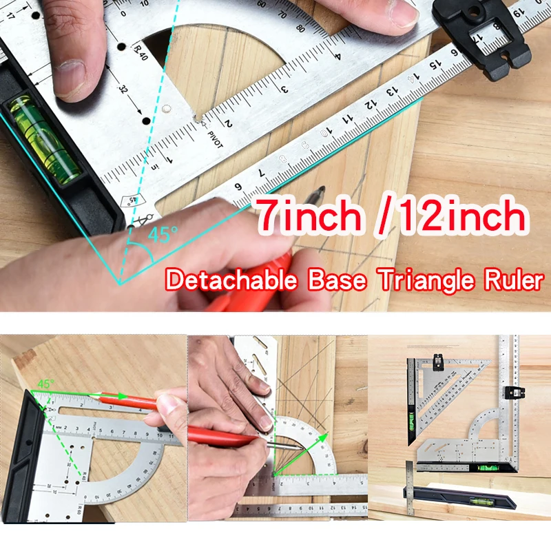 7-12in-Stainless-Steel-Joiner-Metal-Square-Angle-Marking-Right-Ruler ...