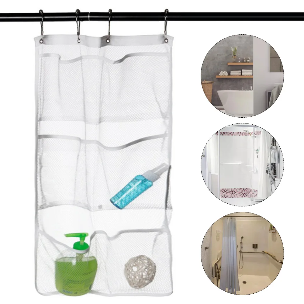 Mesh Pockets Shower Curtains