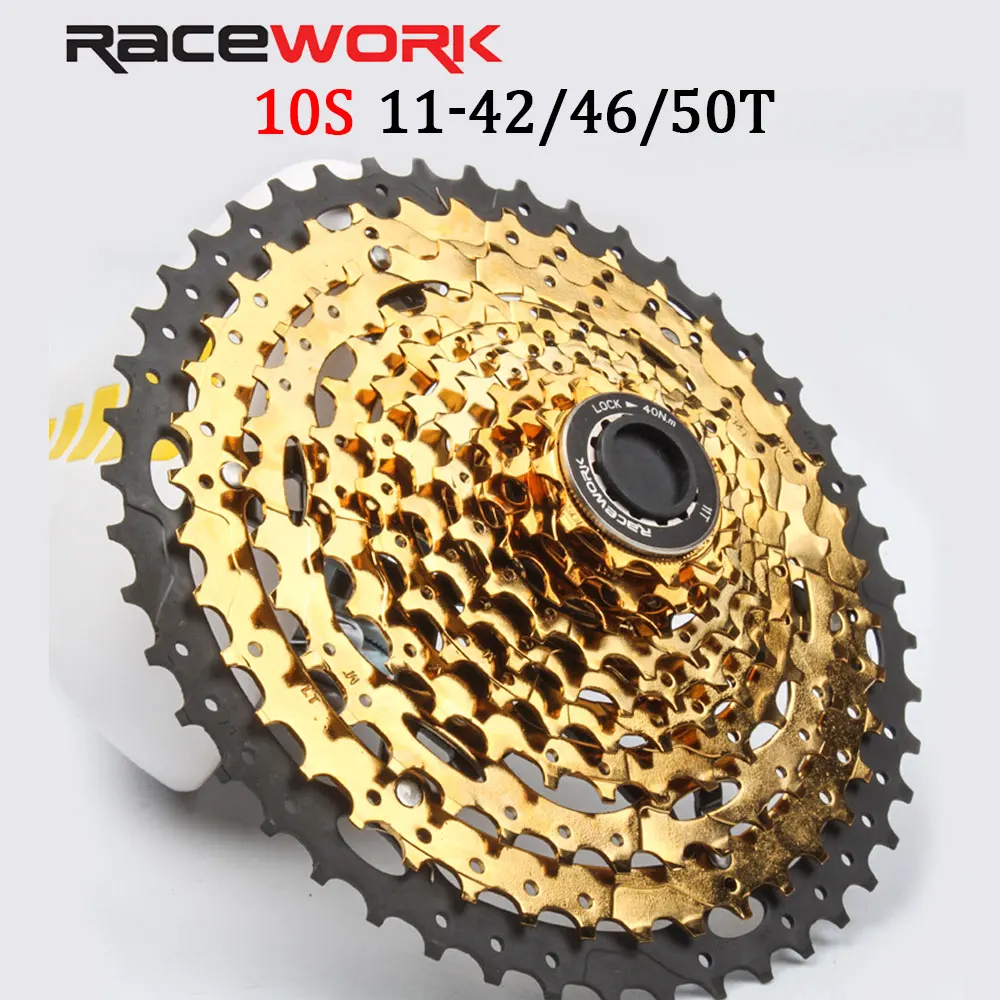 RACEWORK-10-Speed-Cassette-Gold-Sprocket-MTB-Bicycle-42T-46T-50T-Freewheel-for-Shimano-HG ...
