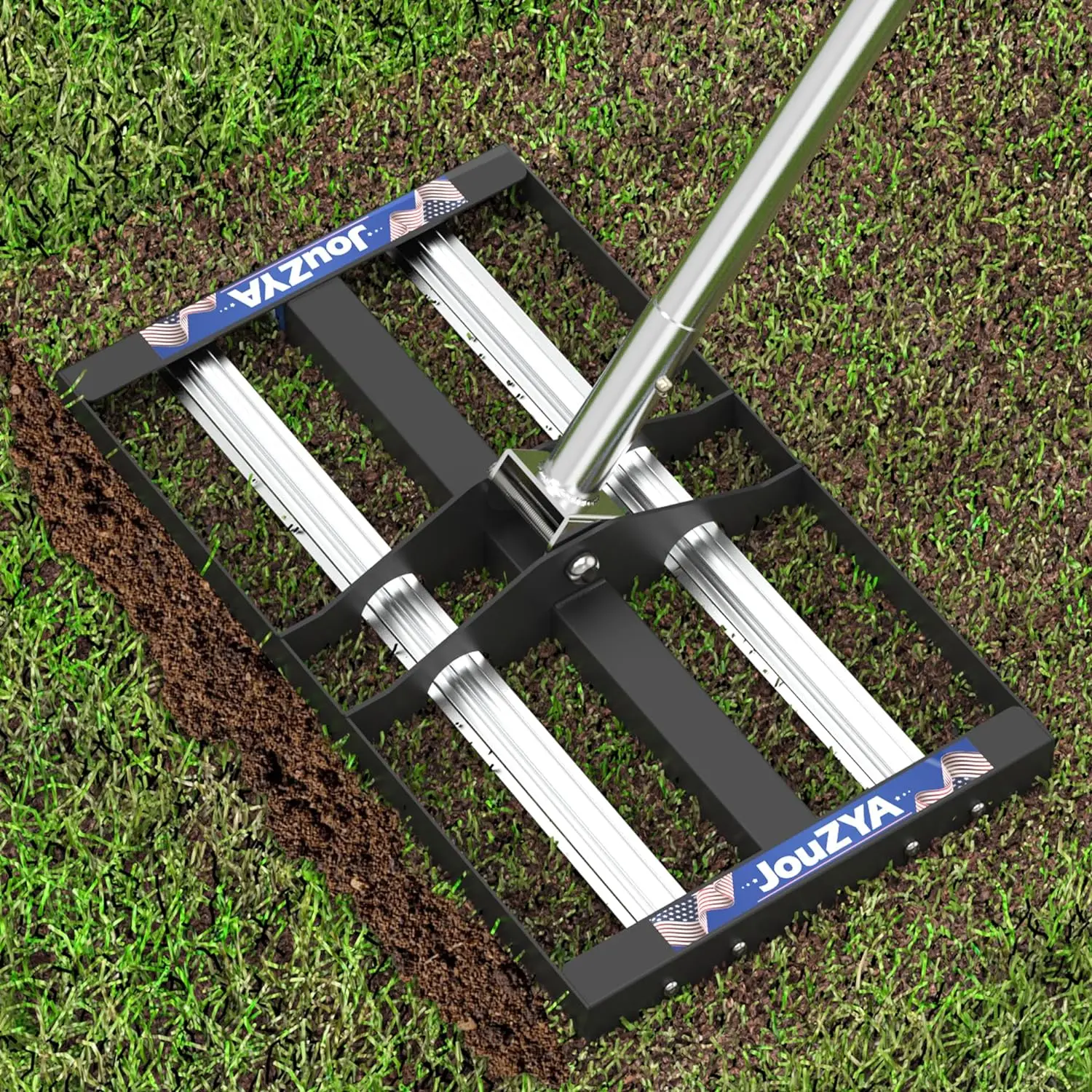 Gazon-Nivellering-Hark-Met-Aluminium-Rollen-Roestvrij-Staal-17-X-10 ...