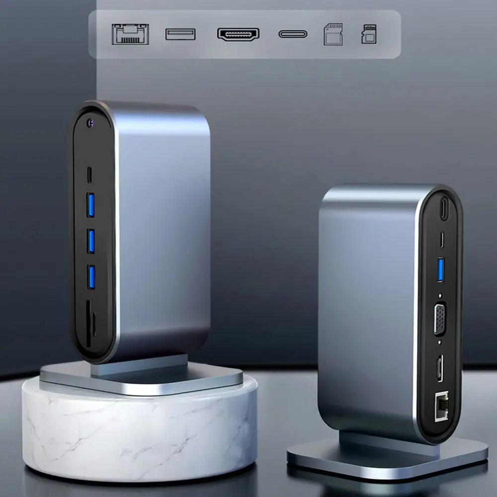 12in1 TypeC HUB USB 3.0 Vertical Dock Station USB-C Splitter TF Reader ...