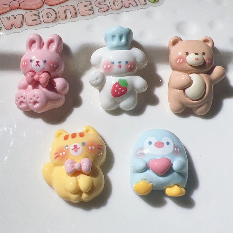10Pcs-New-Mini-Cute-Cartoon-Animal-Little-Bear-Rabbit-Penguin-Resin ...