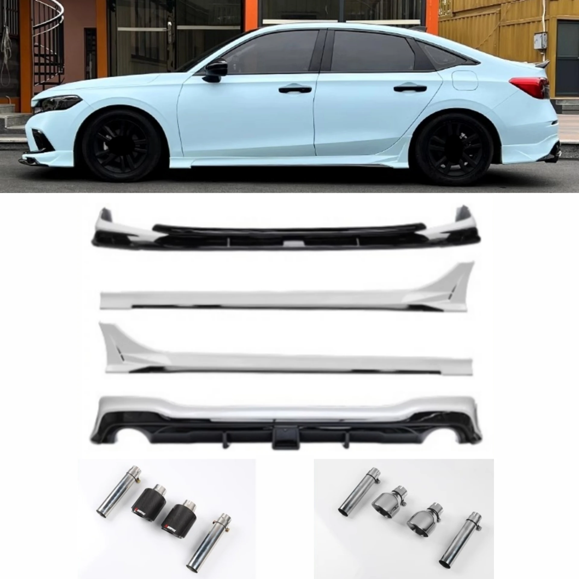 Front Shovel Rear Lip Side Skirt Tail Throat Assembly for Honda civic ...