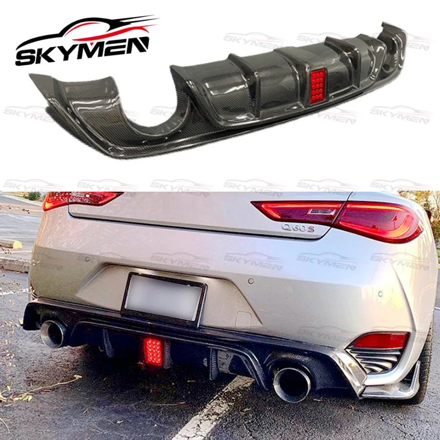 For Infiniti Q60 Q60S Carbon Fiber Rear Diffuser Lip With Light Tuning ...