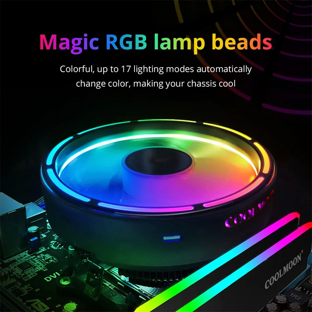 COOLMOON-Computer-CPU-Heatsink-Cooler-With-17-Lighting-Modes-Fan ...