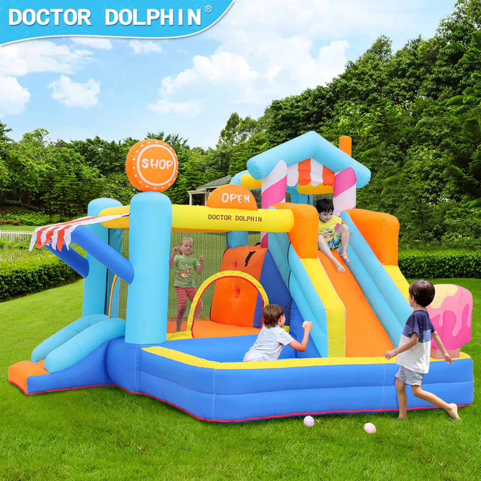 Inflatable-Bounce-House-for-Kids-Fun-Double-Slide-Jumping-Inflatable ...