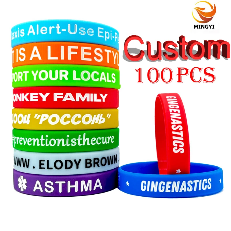 100PCS Engraved Bracelet Custom Silicone wristband Debossed ...