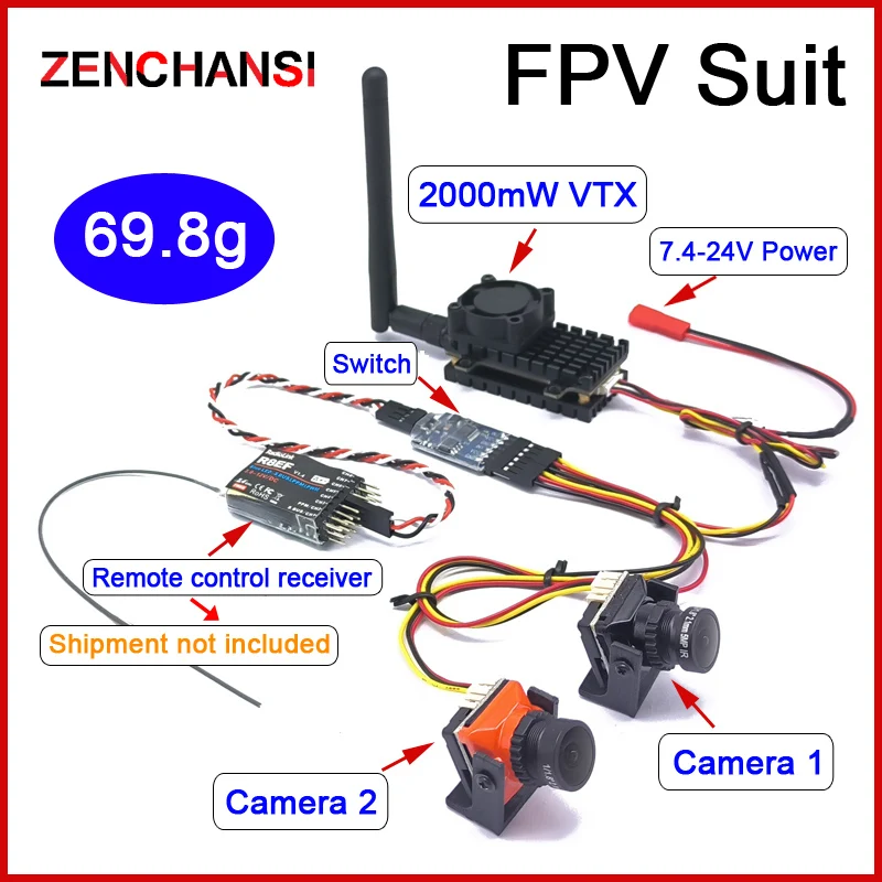 Long Range 5.8Ghz 2W FPV Wireless Transmitter 2000mW VTX with Dual ...