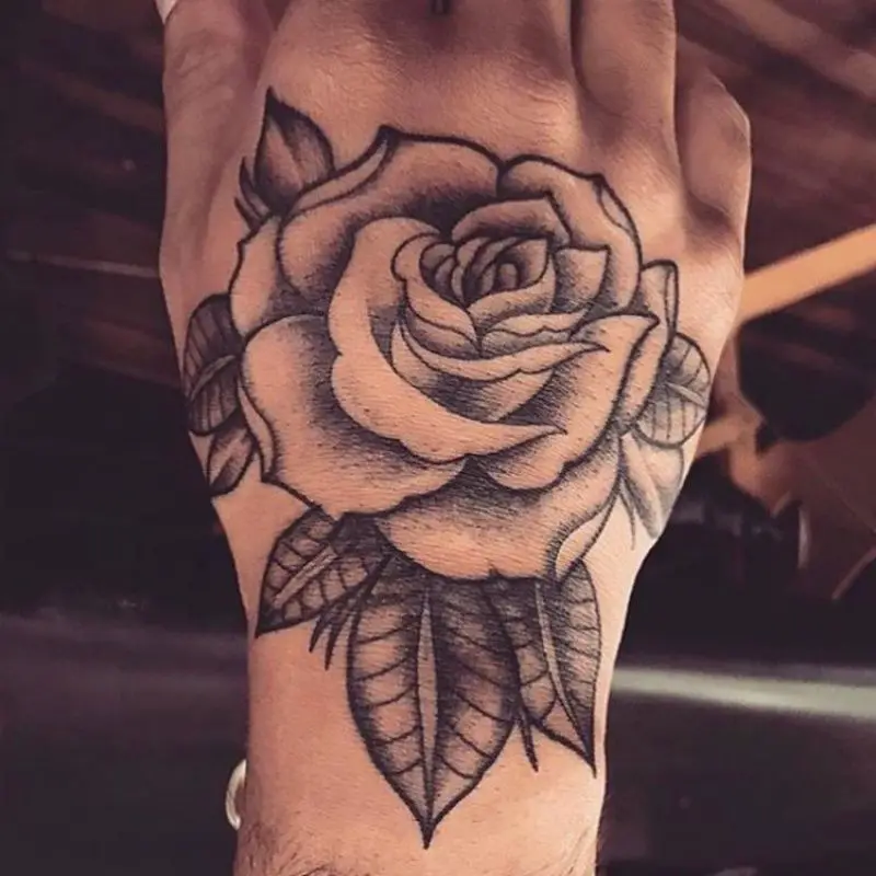 Rose Tattoos On Hand For Men