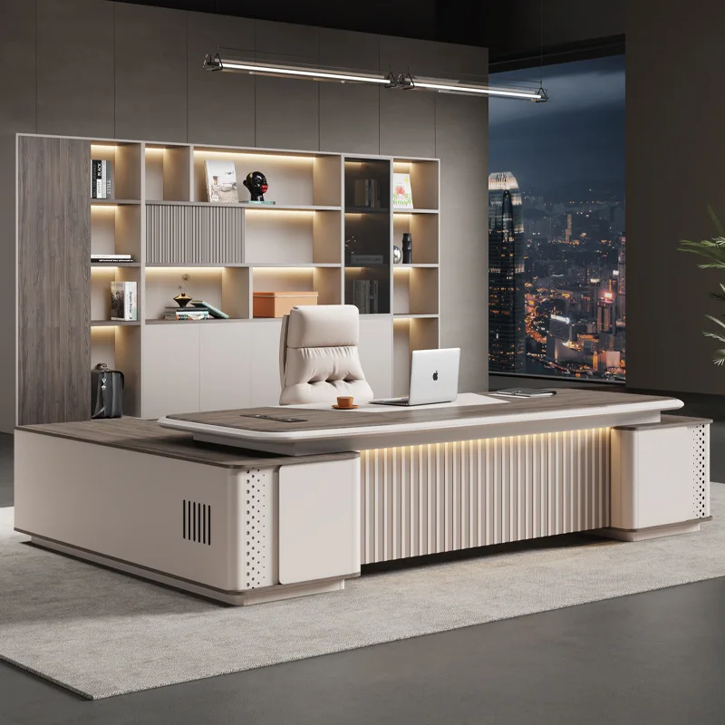 Painted Executive Office Desk and Chair Set, Light Luxury High-End Feel ...