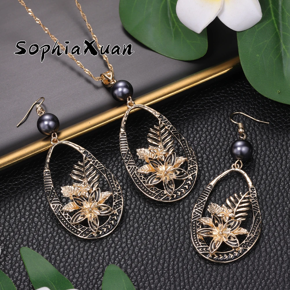 SophiaXuan-Polynesian-Jewelry-Set-Samoan-Large-Dangle-Earrings-Flower ...
