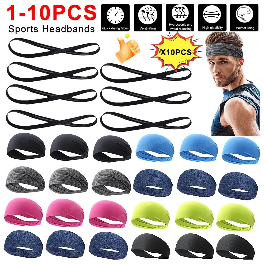 10PCS-1 Sports Sweatband Breathable Absorbent Headband Ultra-Thin Sweat ...