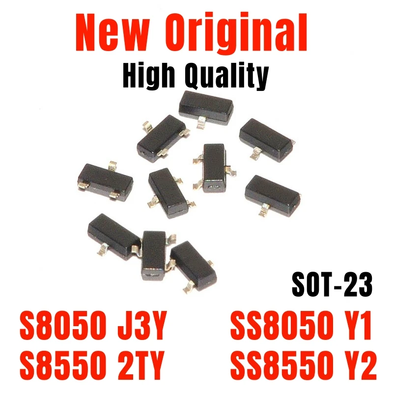 50Pieces-Transistor-SMD-S8050-J3Y-S8550-2TY-SS8050-Y1-SS8550-Y2-NPN ...