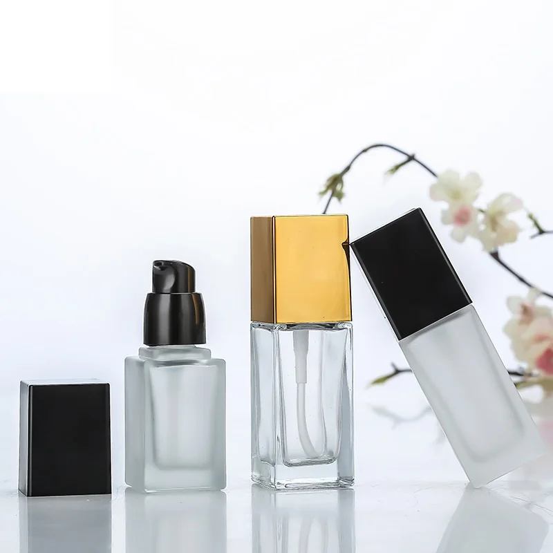 Empty Pump Bottle Glass Liquid Foundation Container Makeup 15ml-30ml ...
