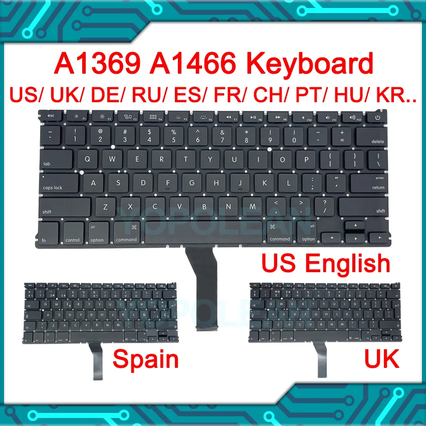 New Laptop Replacment Us Uk Ar Fr De It Sp Ru Keyboard For Macbook Air ...