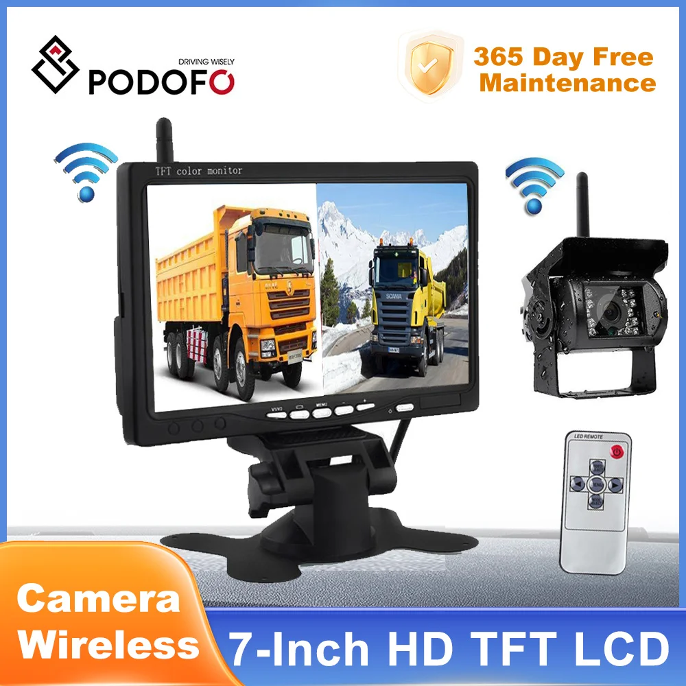 Podofo-Vehicle-Wireless-Reverse-Camera-7-HD-TFT-LCD-Vehicle-Backup-Rear ...