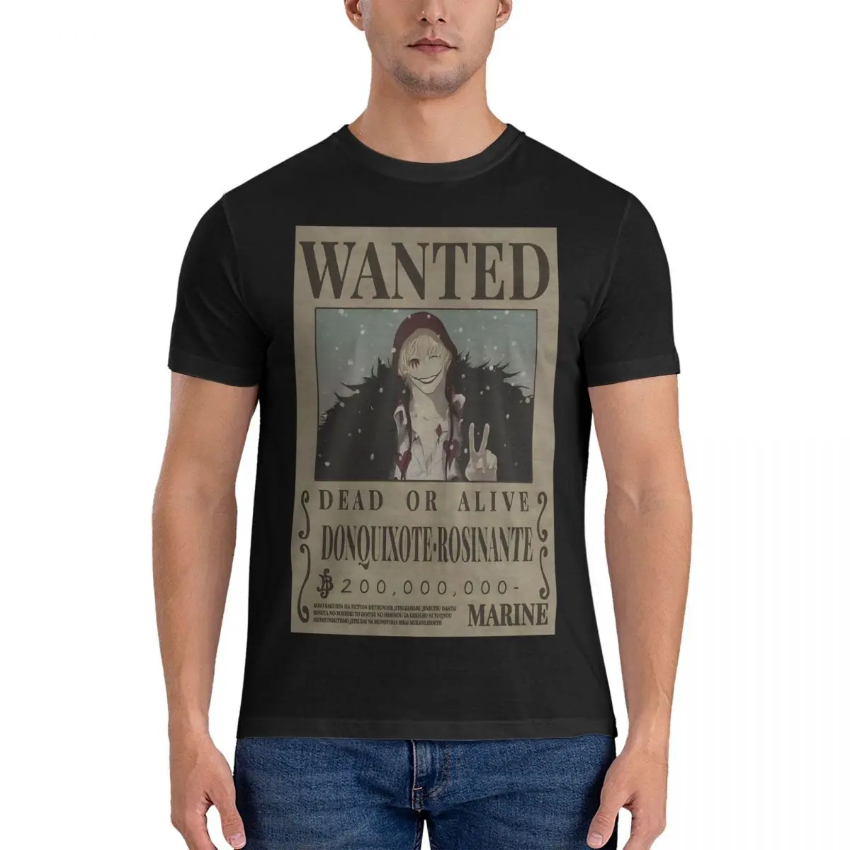Men-Donquixote-Rosinante-Wanted-Corazon-Bounty-Poster-T-Shirt-One-Piece ...