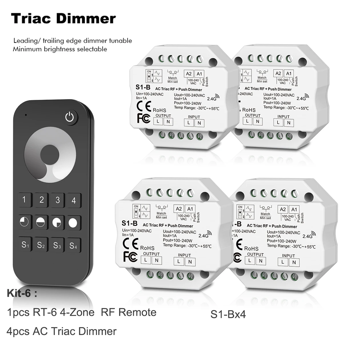 AC110V-220V-Triac-LED-Light-Dimmer-Controller-Push-Switch-Wireless-RF-2 ...