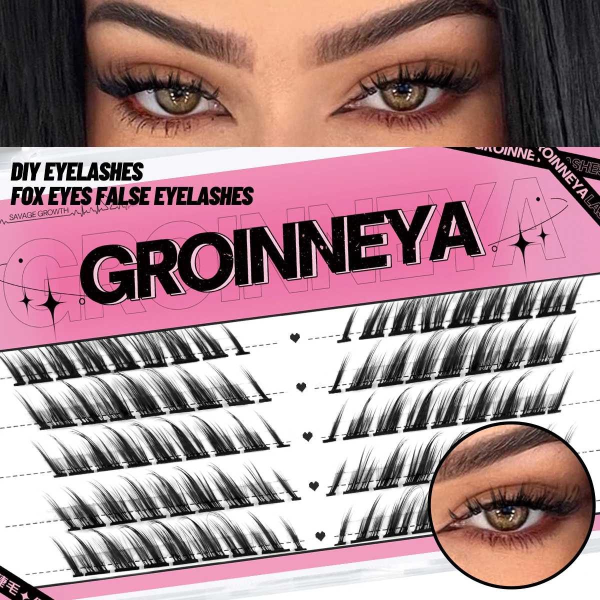 GROINNEYA-DIY-Eyelash-Extension-cat-eye-lashes-Manga-Lashes-Individual ...