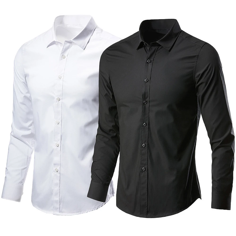 Camisa-Formal-cl-sica-para-hombre-camisa-de-manga-larga-resistente-a ...