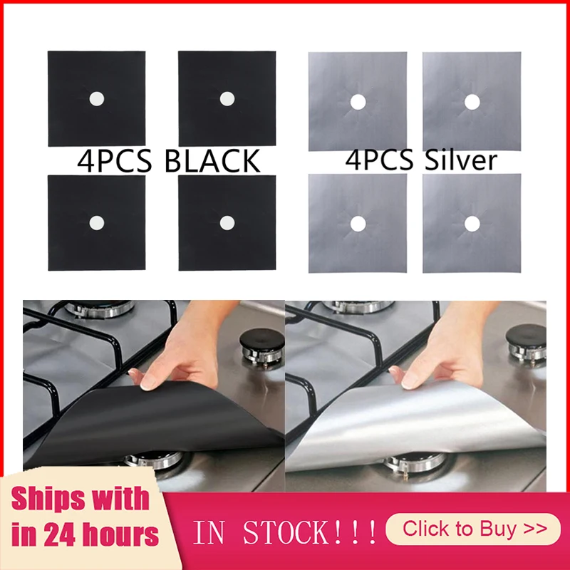 4pcs-set-Gas-Stove-Protectors-Cooker-Cover-Liner-Clean-Mat-Pad-Burner ...