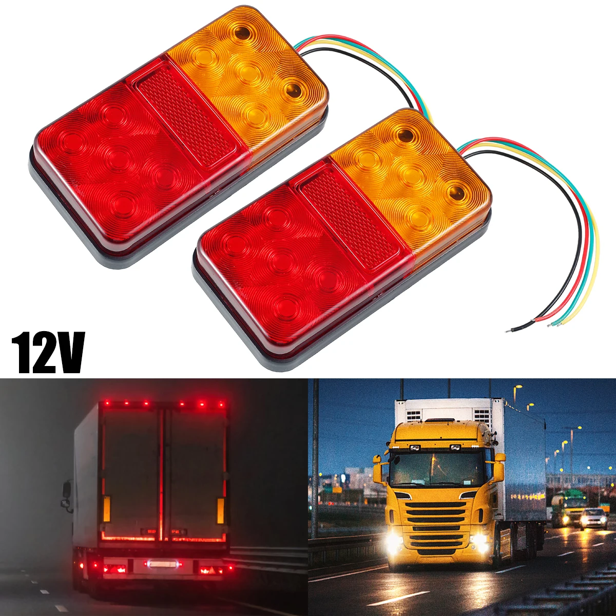 2PCS-12v-Car-Trailer-Truck-Tail-Light-Waterproof-10-LED-Signal ...