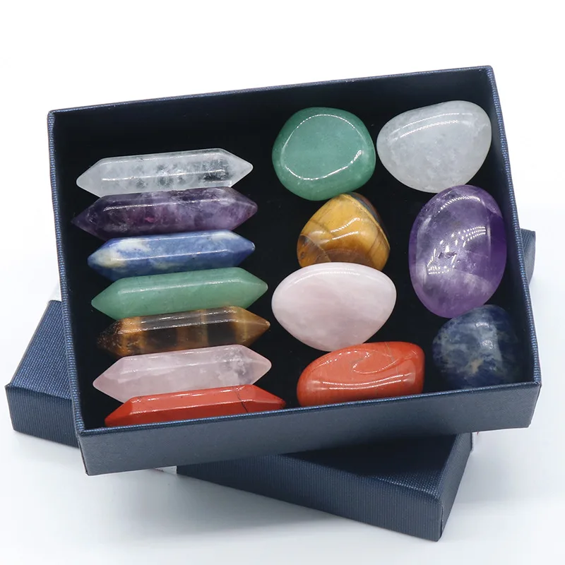 7 Chakra Reiki Healing Crystal Wands 6 Faceted Crystals Double Points ...